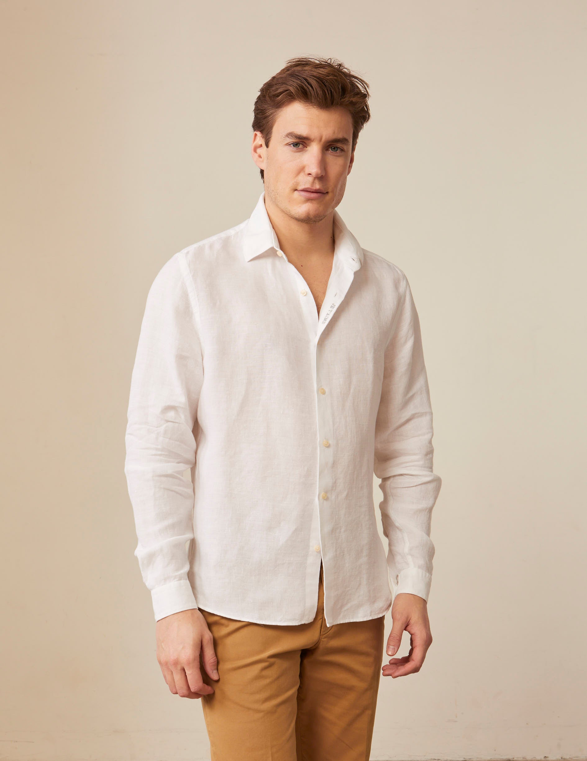 Chemise mixte "Je t'aime" en lin blanche – Figaret