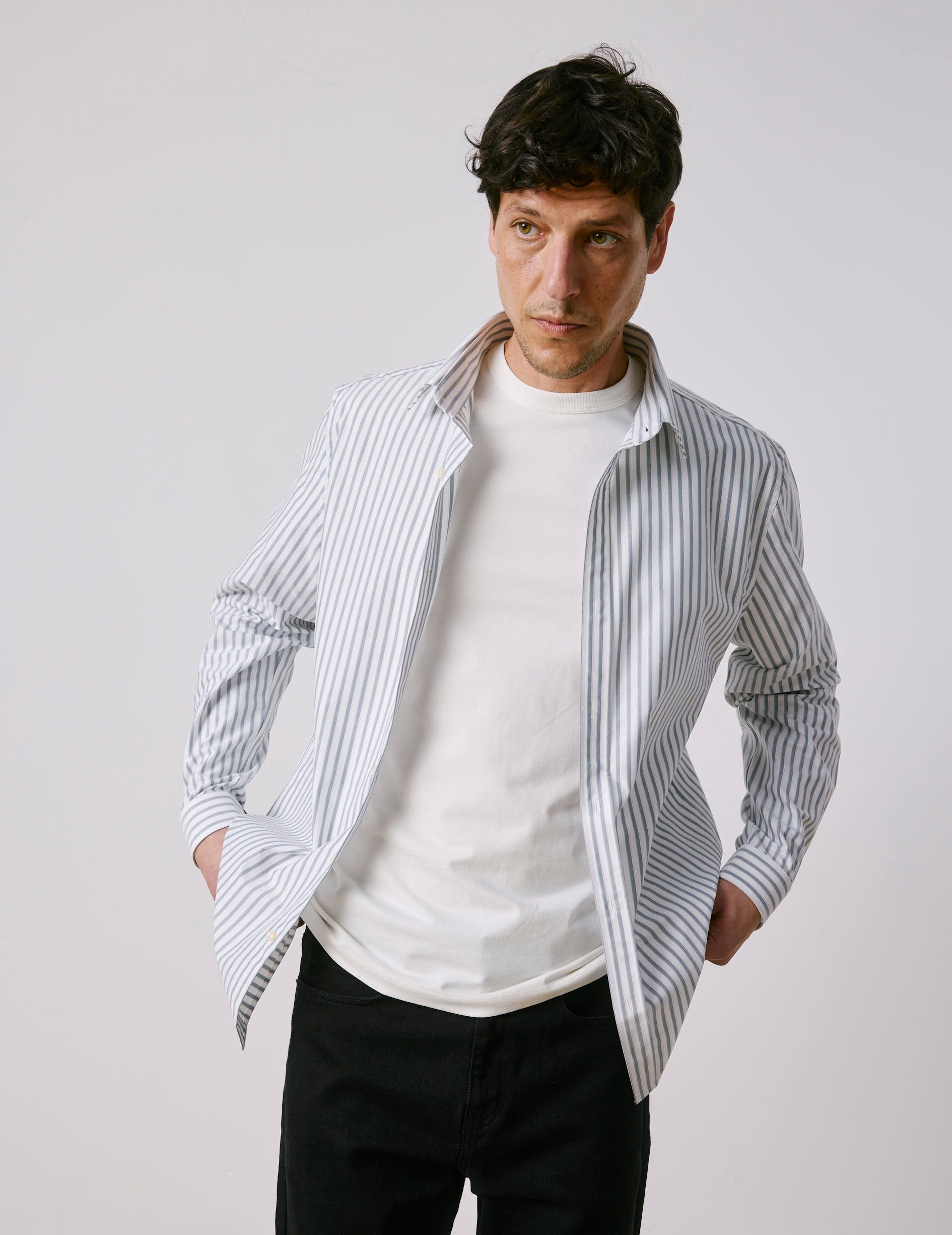 Chemise Gaspard rayée - Oxford - Col Américain
