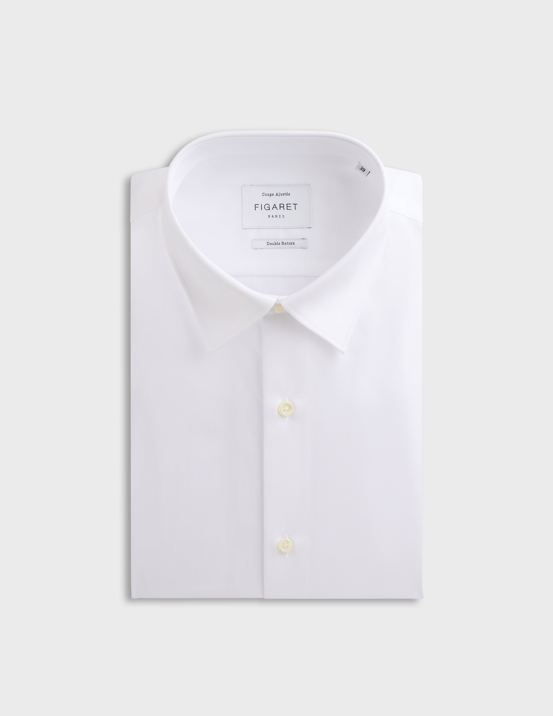 Chemise Ajustée blanche - Façonné - Col Figaret