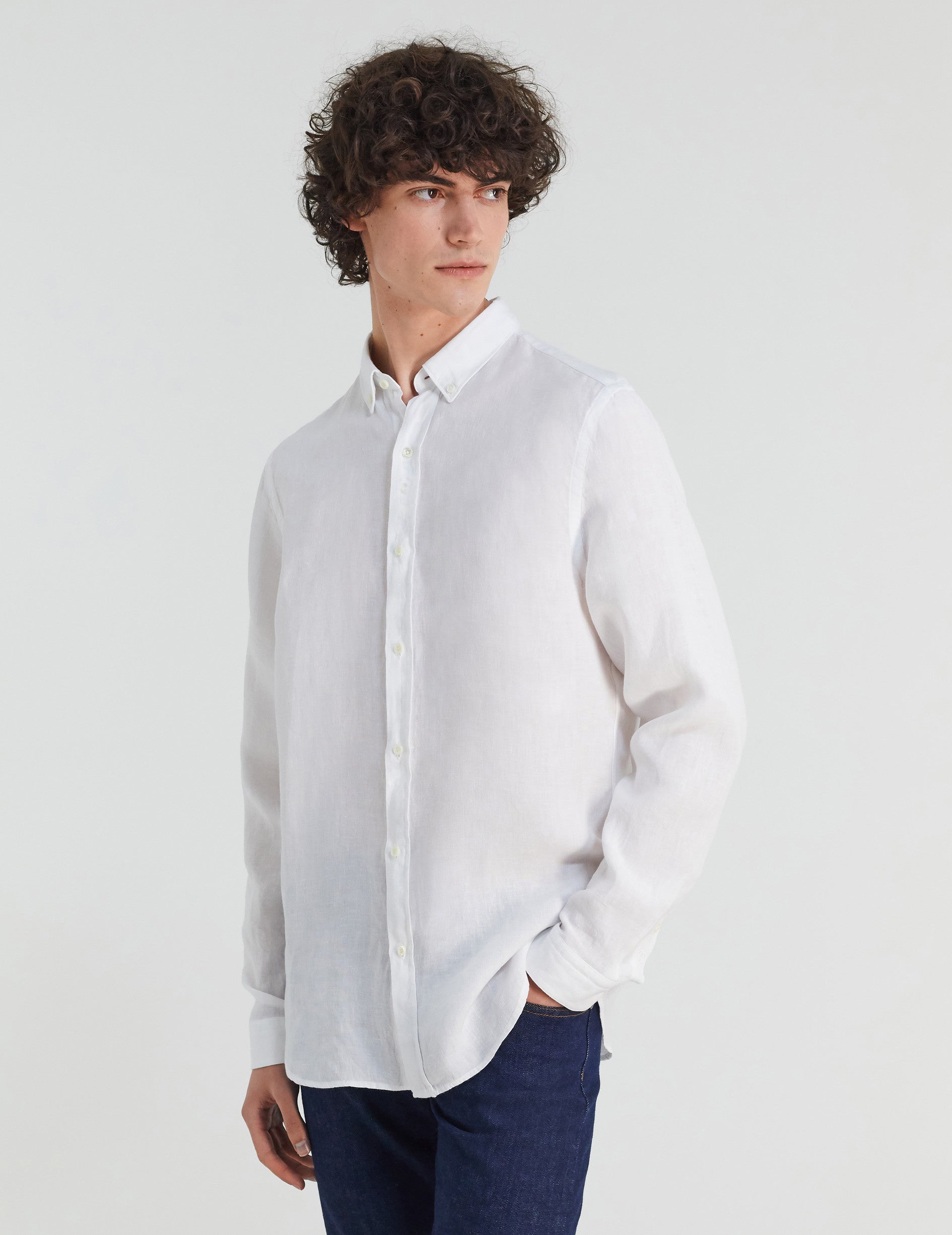 Chemise Gaspard en lin blanc – Figaret